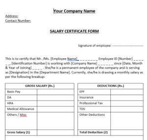 Salary Certificate Format: Formatting Tips, Download Word Template